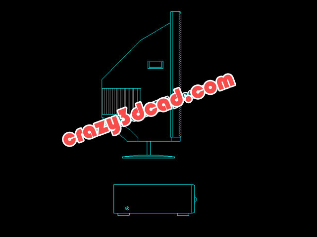 Old TV CAD Side View-Crazy3DCad.com